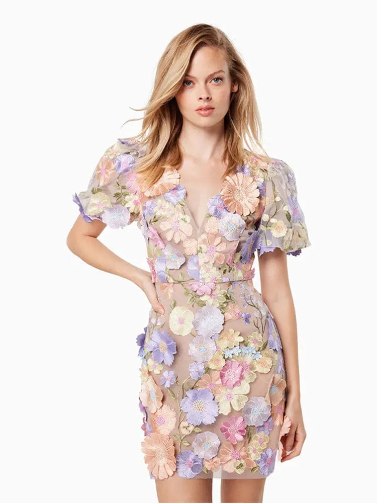 Ryann Mini Dress Featuring Sexy Ruffles Velluto Rosso